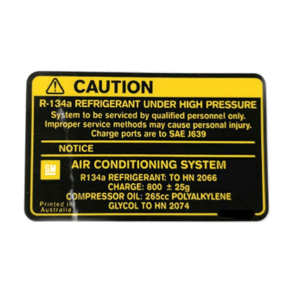 Genuine Holden Decal Engine Bay Air Conditioner Refrigerant A/C for WH ...