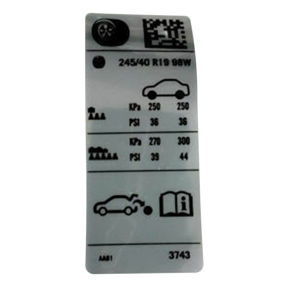 Genuine Holden Decal Tyre Placard for VF SS SSV SV6 Redline Storm ...