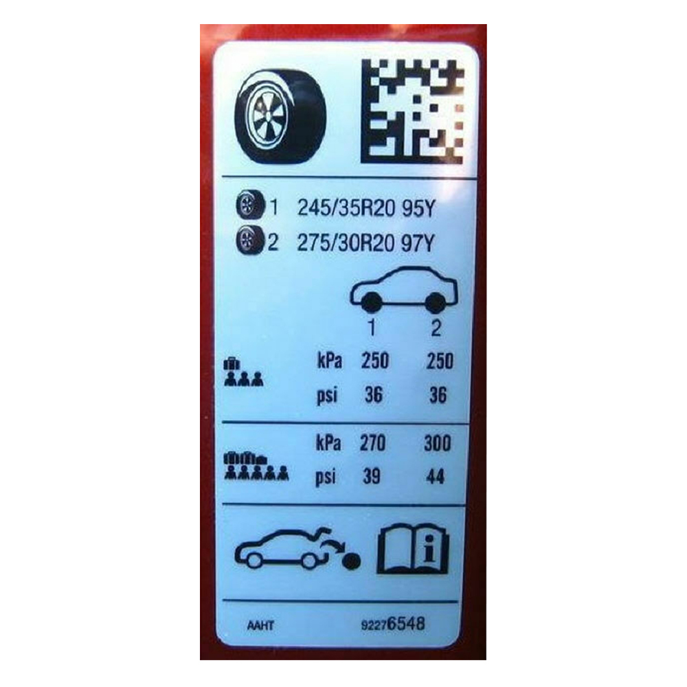 Genuine Holden Decal Tyre Placard for VE VF SS SS SV6 E1 E2 E3 GENF HSV ...