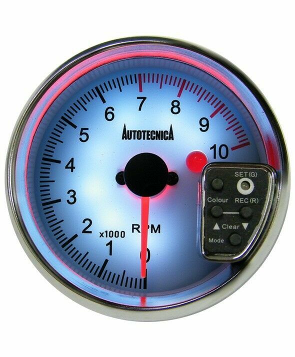 Autotecnica Performance Tachometer 3 3/4" Analog Gauge White Face 7 ...
