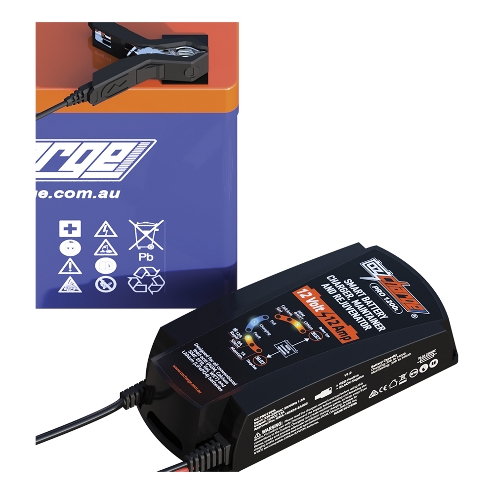 OzCharge Oc-Pro1200L OzCharge Pro Series 12Volt 12 Amp 9-Stage Battery ...