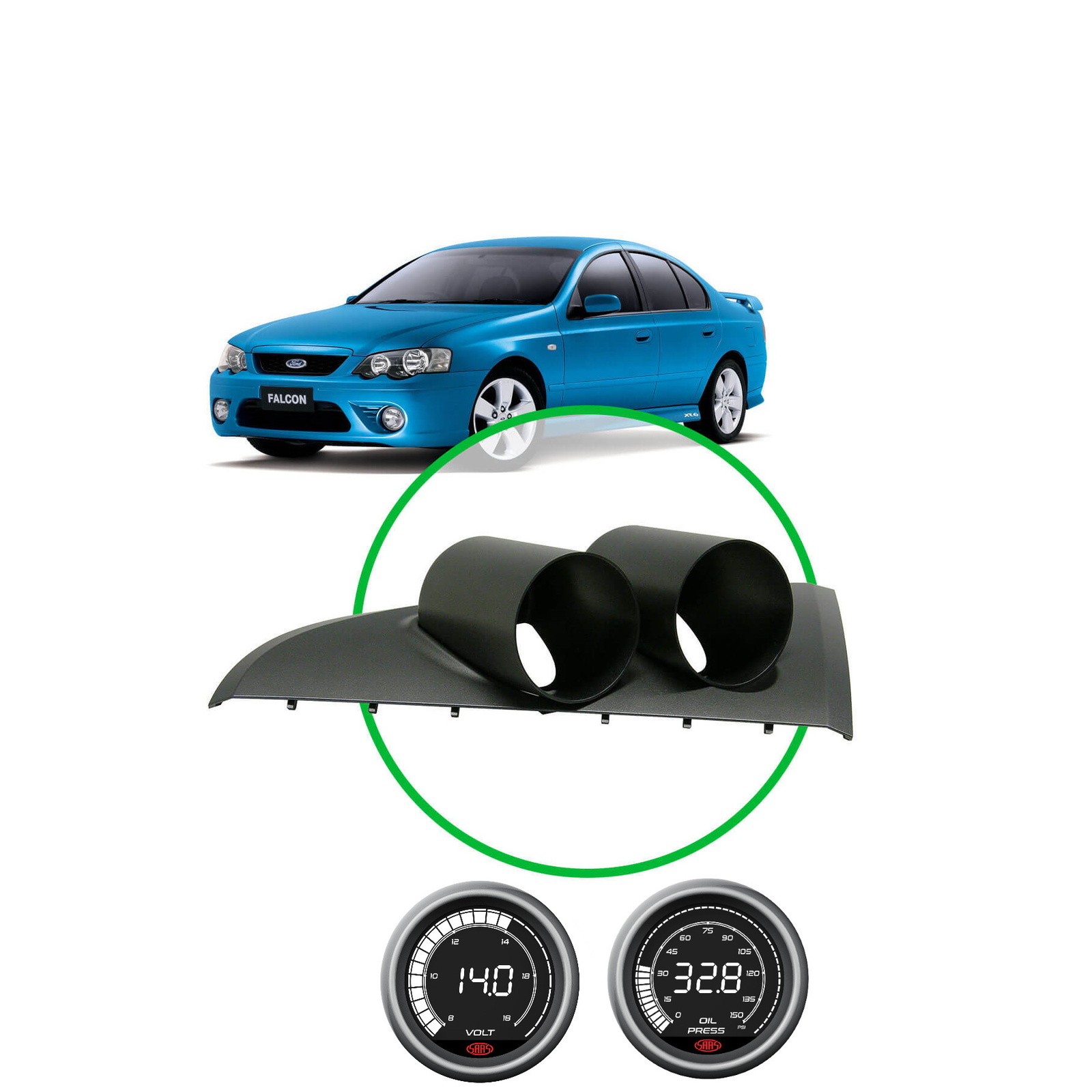 Genuine SAAS Gauge Dash Pod & Muscle Digital Series - Volts & Oil ...