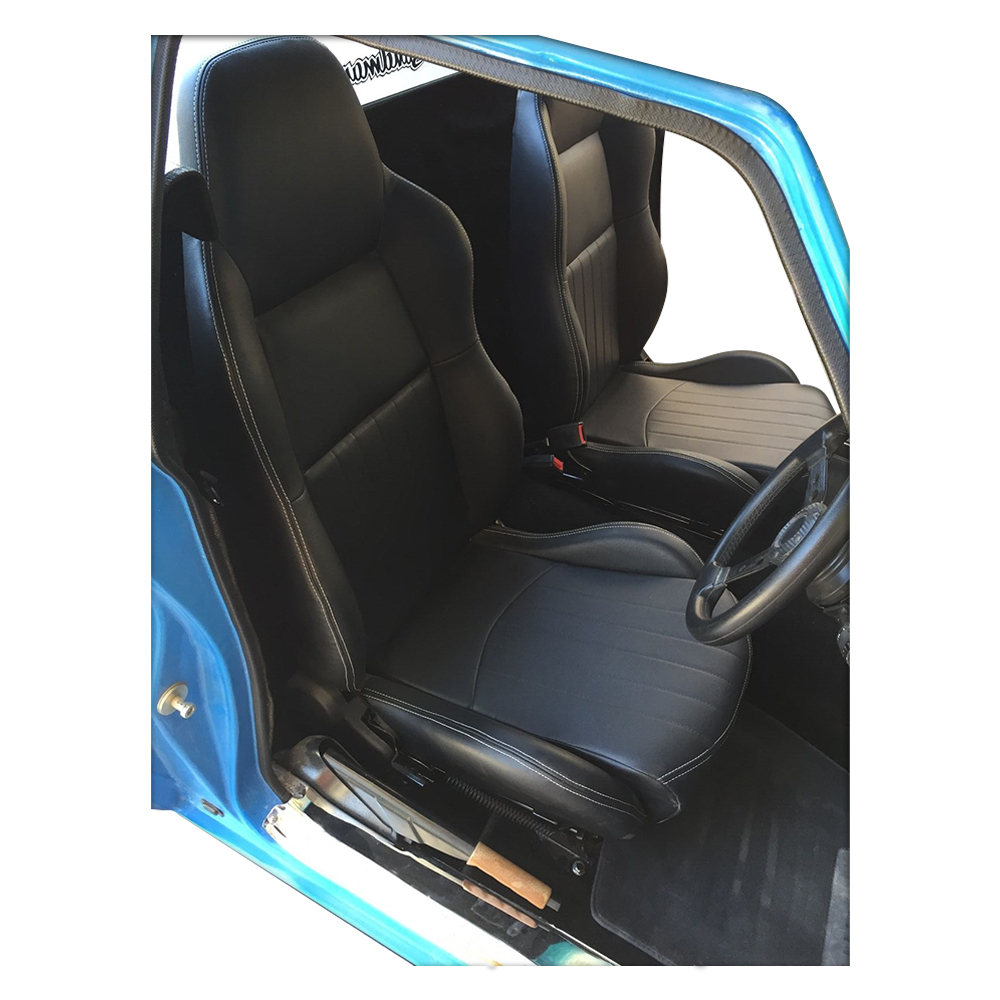 Autotecnica Classic High Back Black PU Leather Sports Bucket Seats for ...