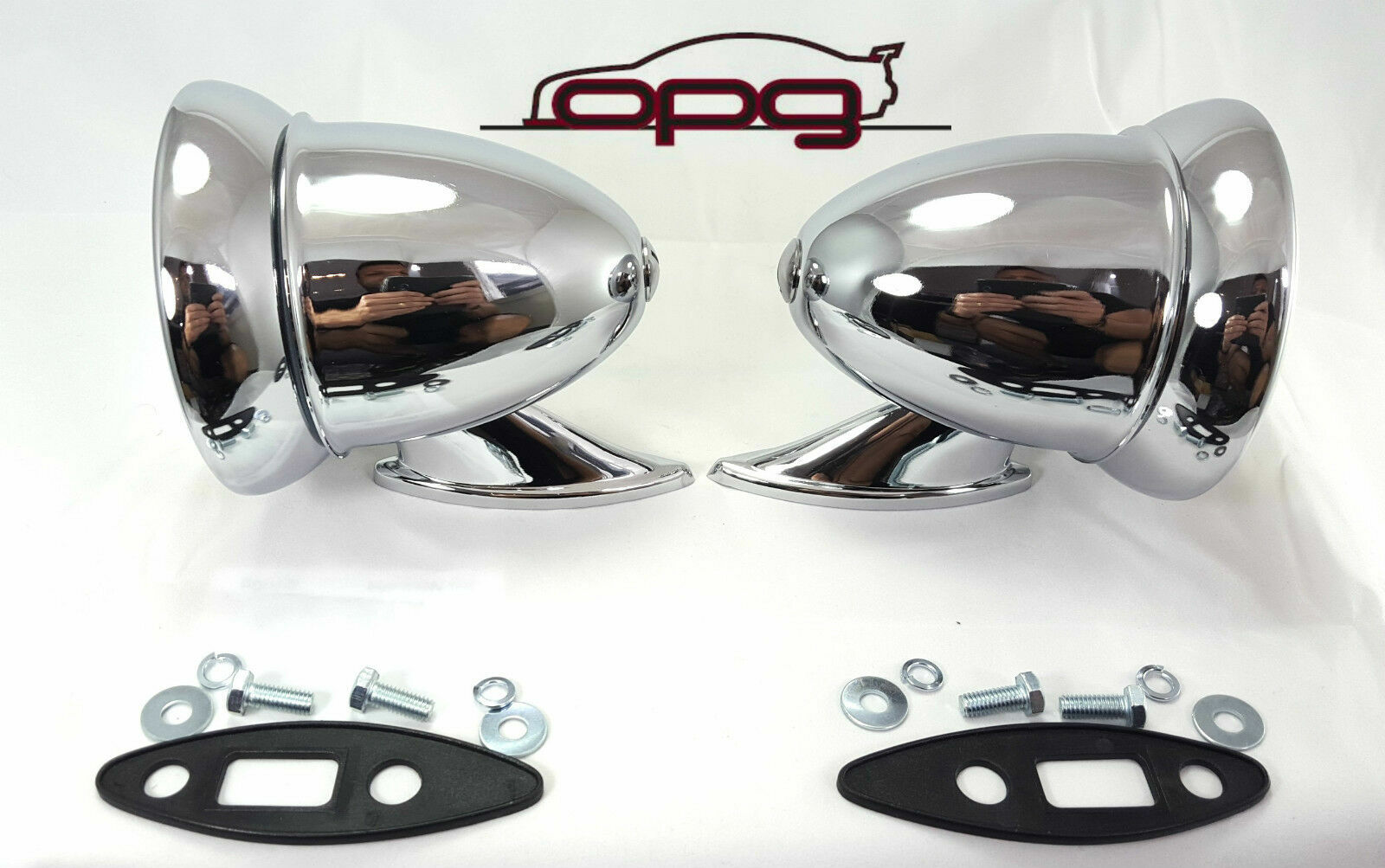 Classic Chrome Pair Bullet Mirror 4" for MGB AC Cobra Sunbeam Mini ...