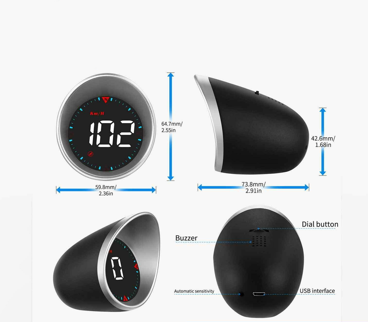 GPS Speedo HUD Universal Car Heads Up Display Speed Warning Alarm ...