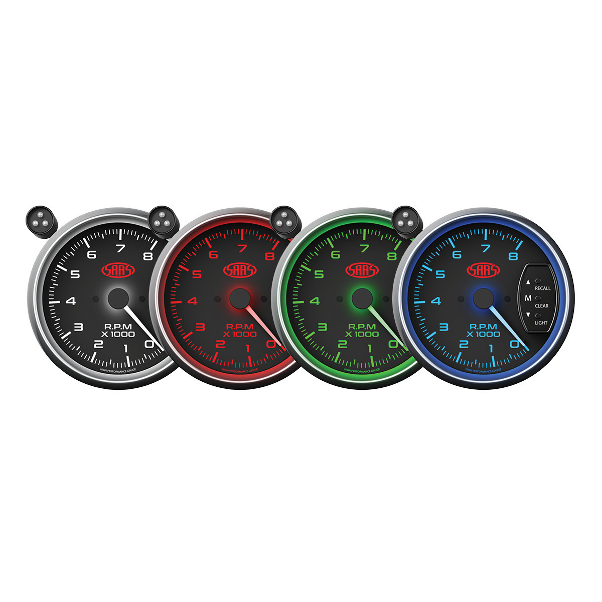 Genuine SAAS SG-TAC334B 95mm 3.75 Inch Recall Tacho Shift Light Black ...