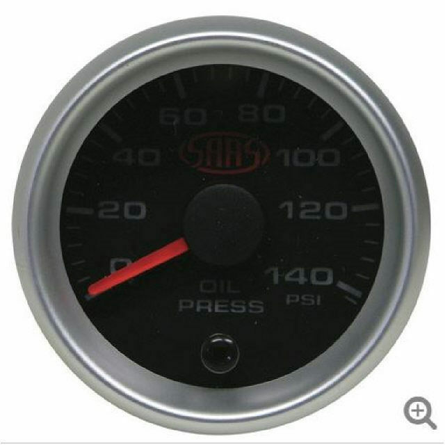 Genuine SAAS Oil Pressure 0>140PSI 52mm Analog Gauge Black Face Silver ...