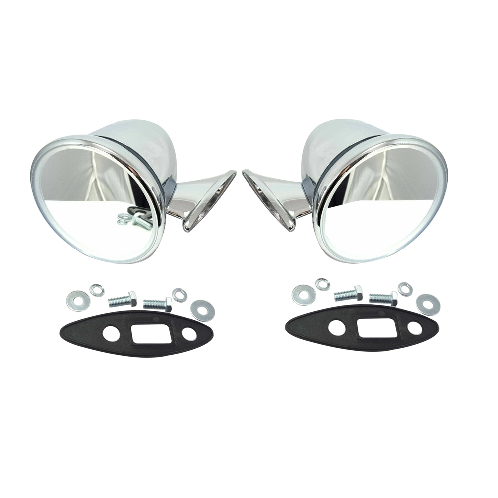 NAP Classic Chrome Pair Bullet Racing Mirror 4" Kit Hotrod Door or ...