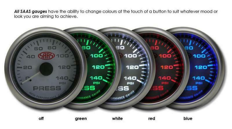 Genuine SAAS Performance Tacho Tachometer 52mm Analog Gauge White Face ...