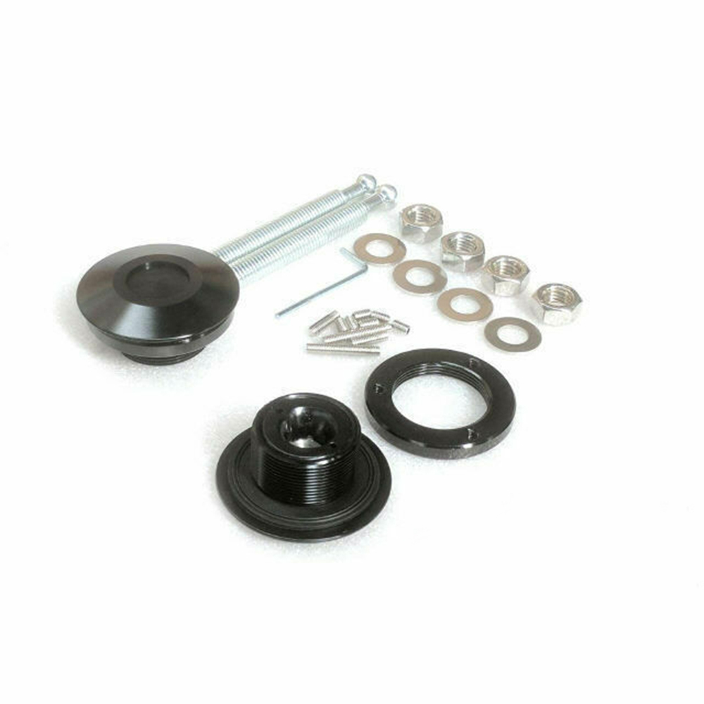 TFI Black Billet Alloy Bonnet Hood Locks Push Car Pin Style
