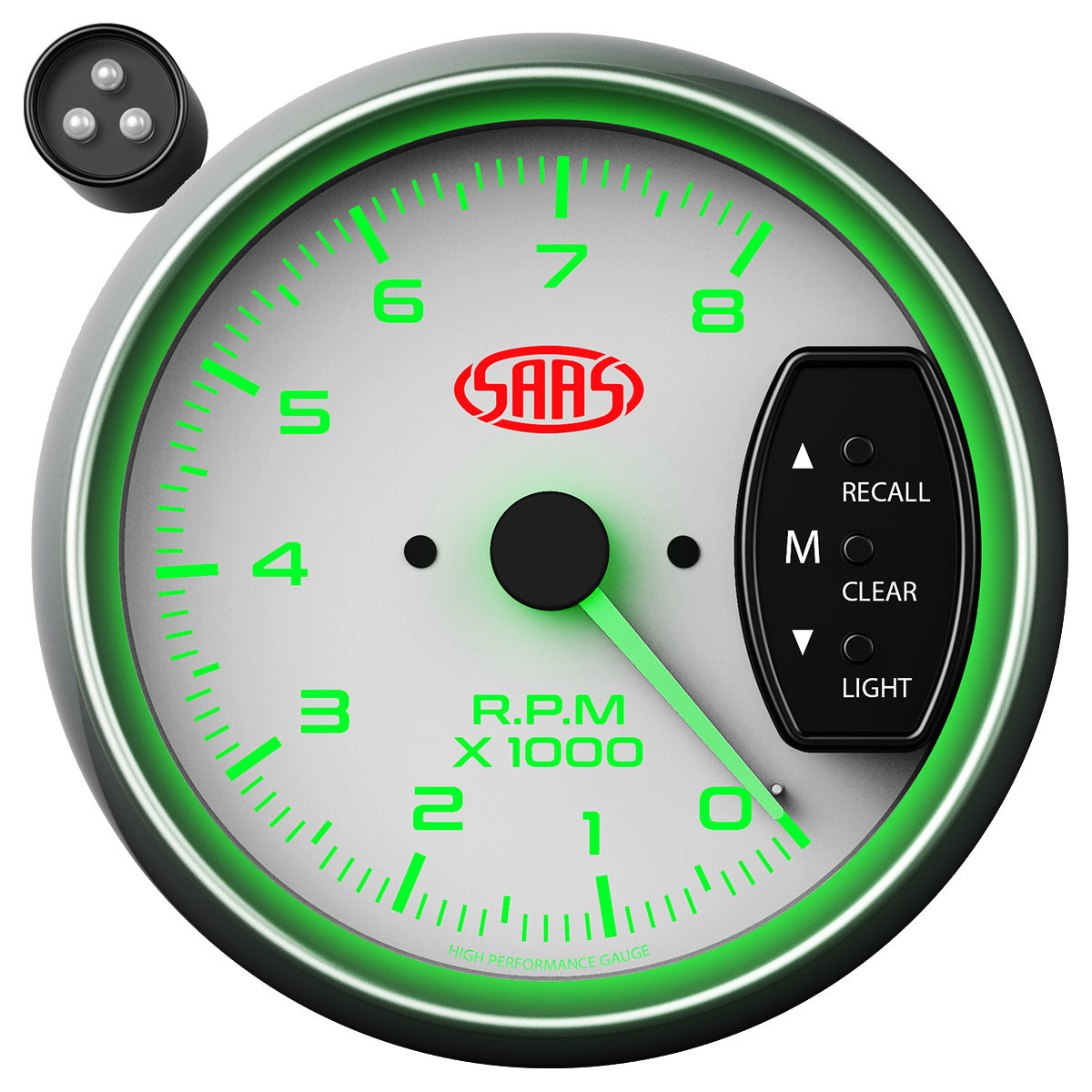 Genuine SAAS SG-TAC334W 95mm 3.75 Inch Recall Tacho Shift Light White ...