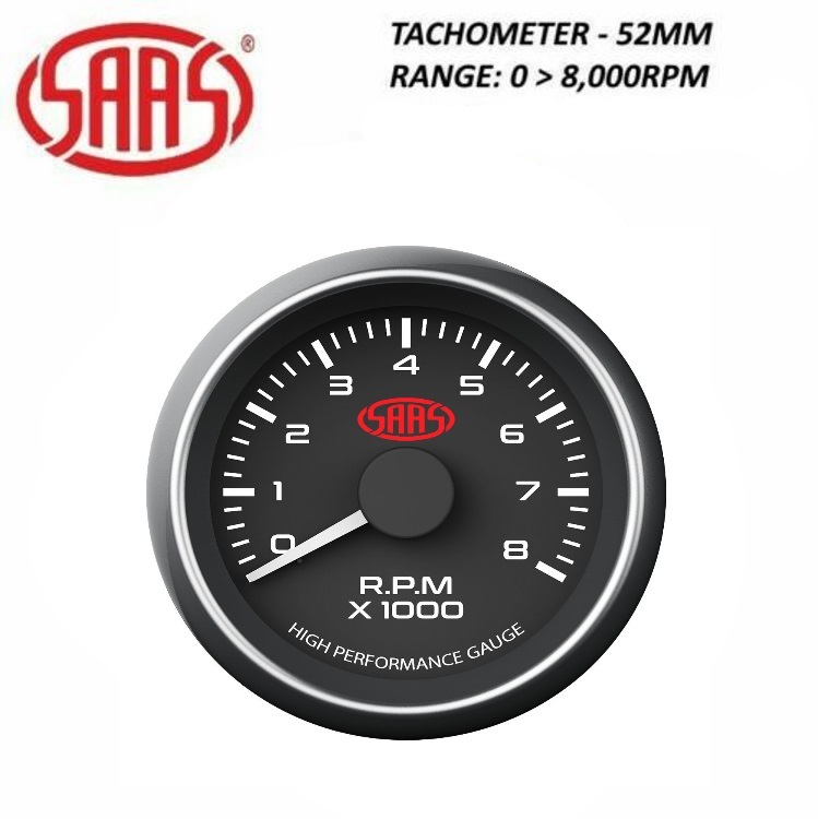 Genuine SAAS SG-TAC52B Performance Tacho Tachometer 52mm Analog Gauge ...
