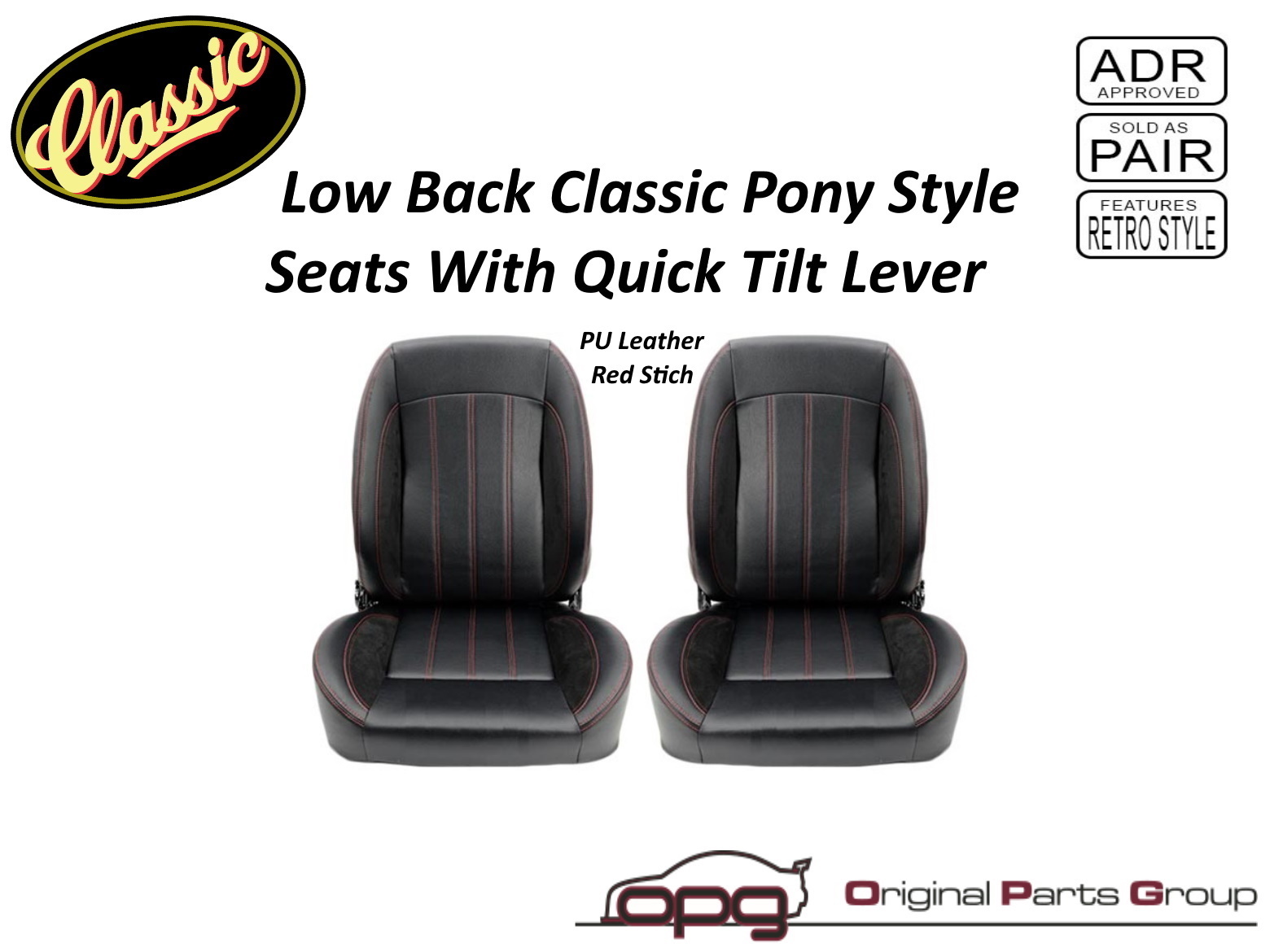 Autotecnica Classic Retro Style Low Back Bucket Seats for Mustang ...