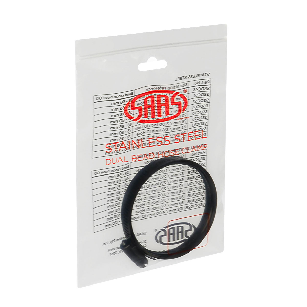 Genuine SAAS SSDC83B Hose Clamp Dual Bead S/Steel Black W4 78mm - 95mm