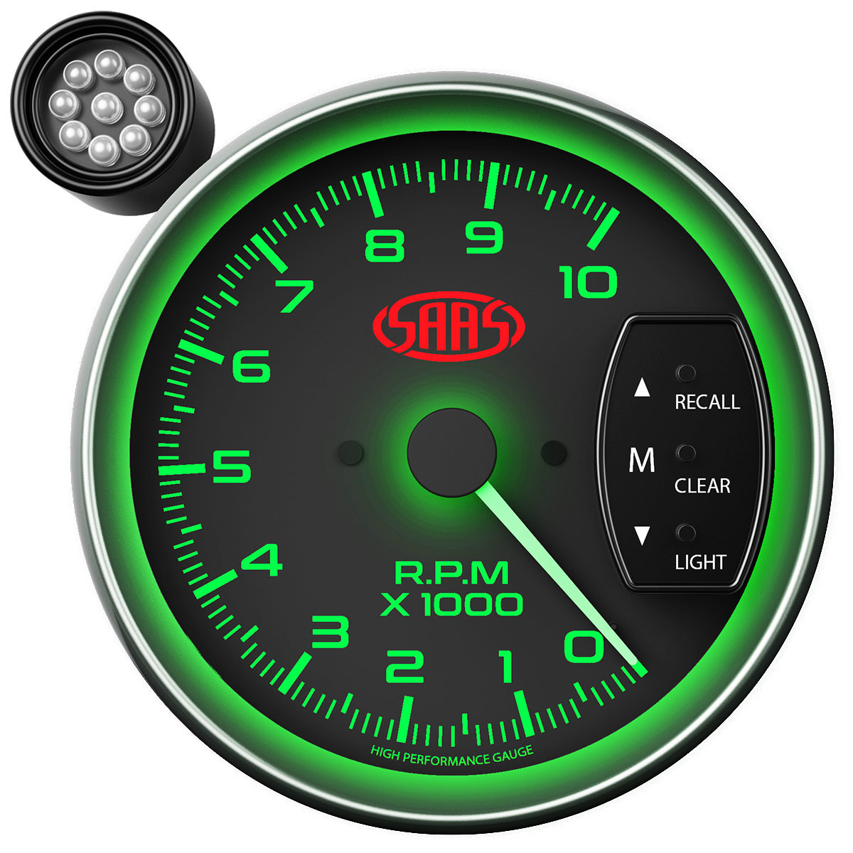 Genuine SAAS SG-TAC5B 5 Inch Monster Tacho Tachometer Gauge Shift Light ...