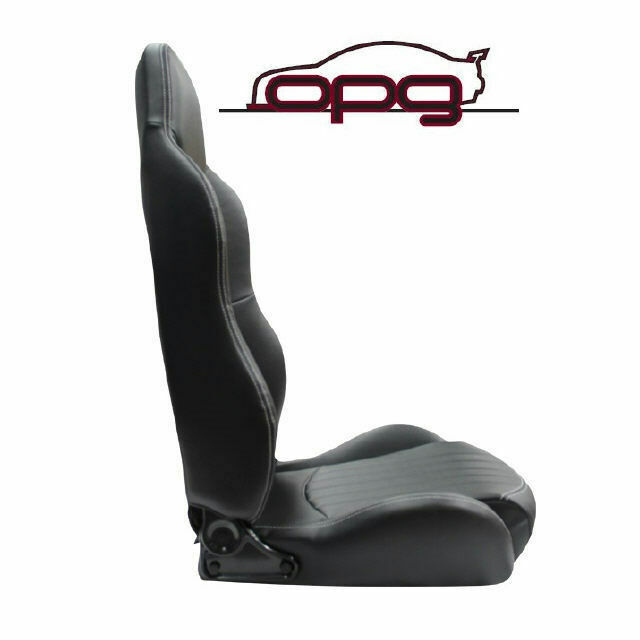 Autotecnica Classic High Back Black PU Leather Sports Bucket Seats for ...
