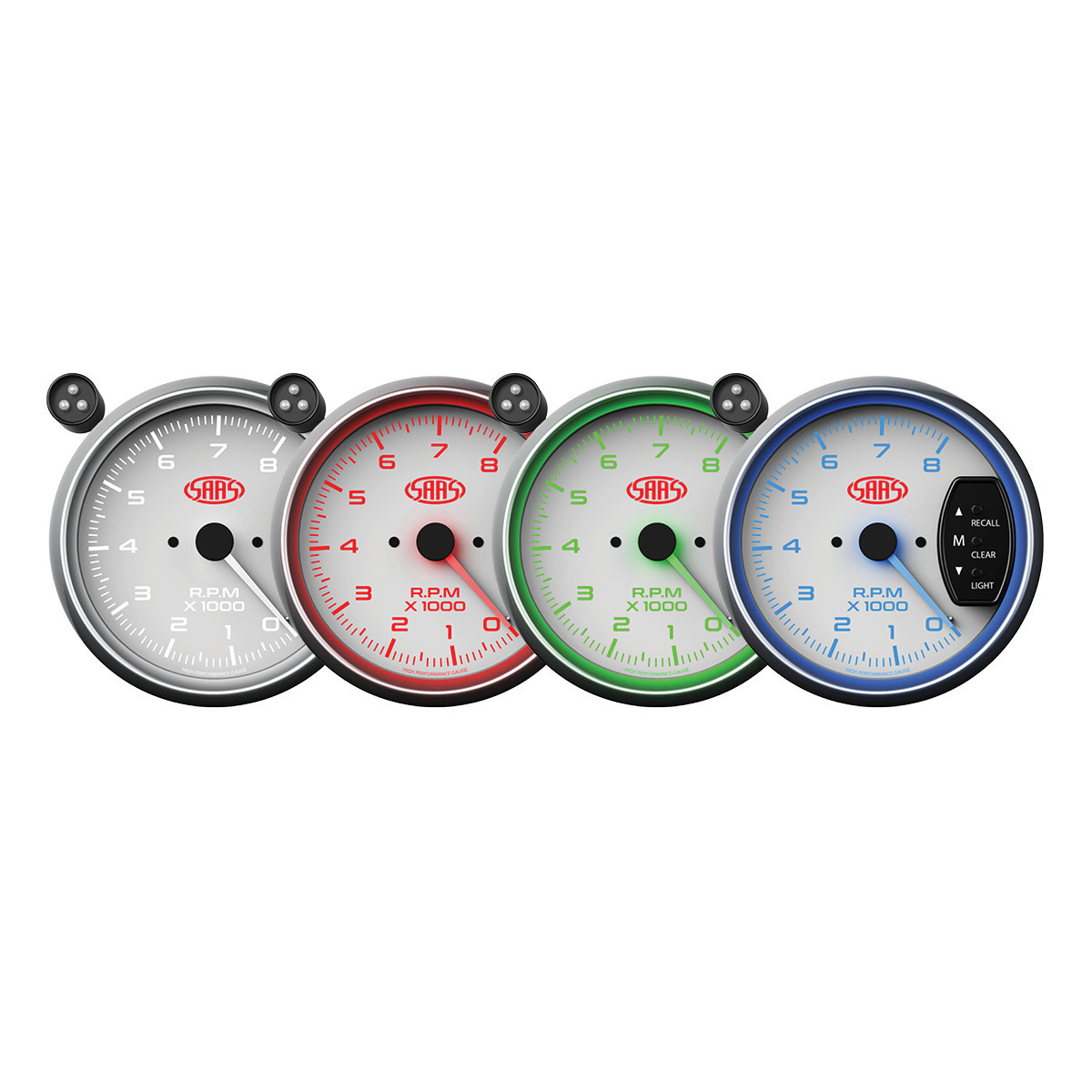 Genuine SAAS SG-TAC334W 95mm 3.75 Inch Recall Tacho Shift Light White ...