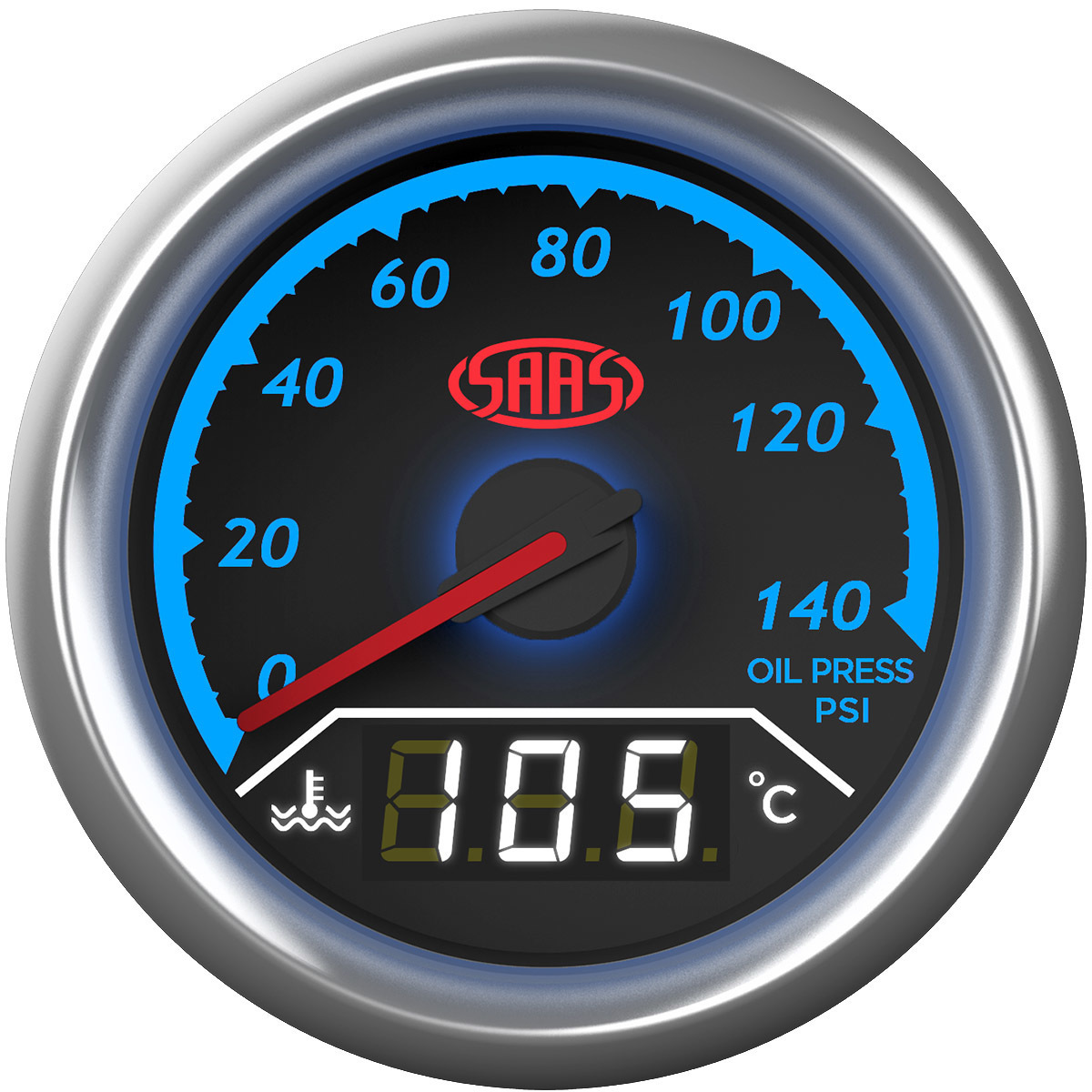 Genuine SAAS Trax Digital Dual Twin Reading Gauge Oil Pressure Analogue ...