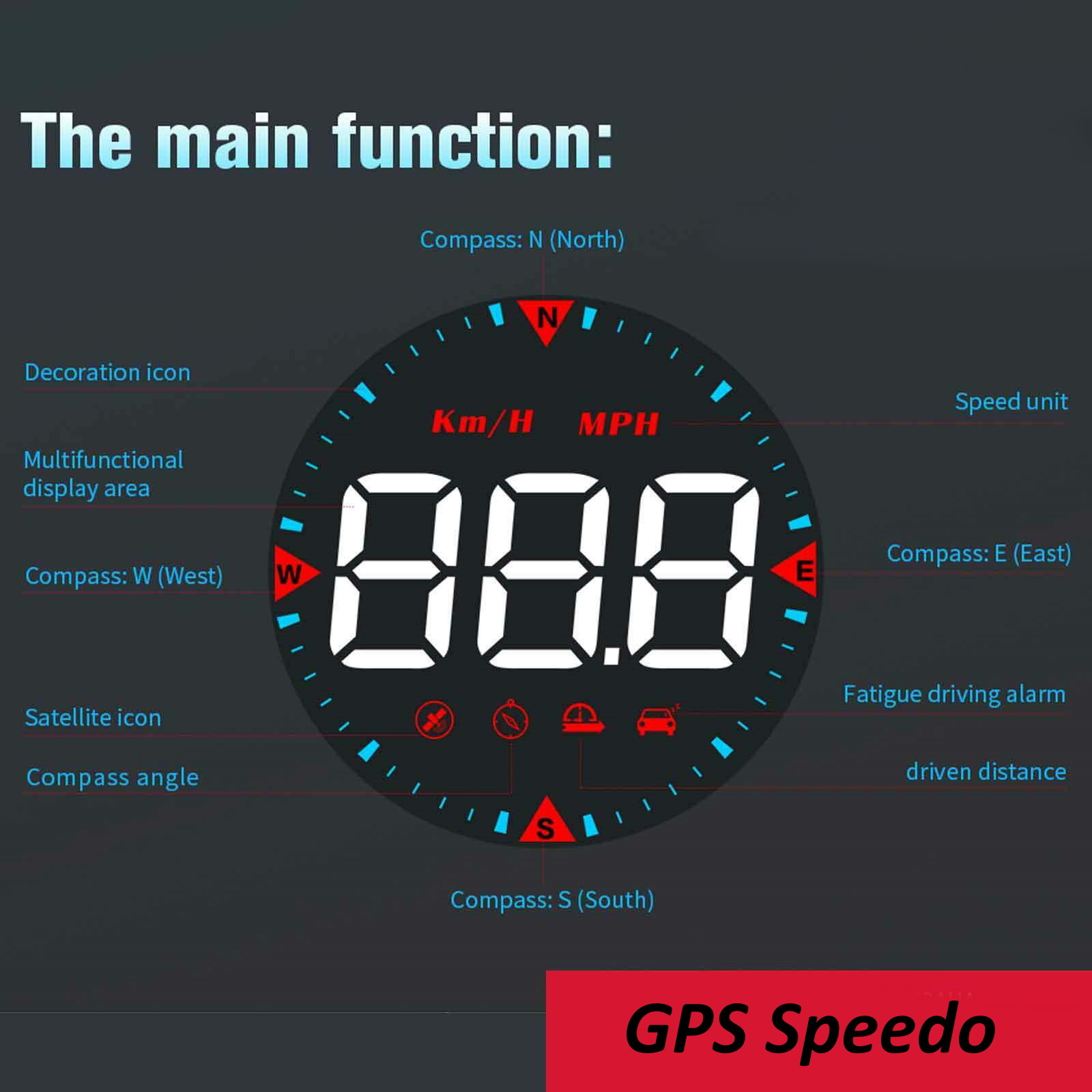 GPS Speedo HUD Universal Car Heads Up Display Speed Warning Alarm ...